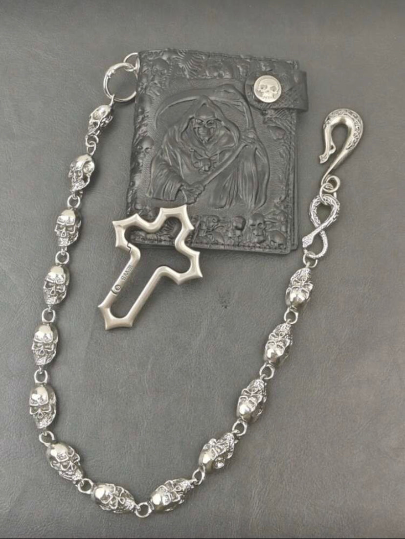 Y2K Neo-Gothic Cross Snake's Body Skull Pants Chain Retro Men And Wome ...