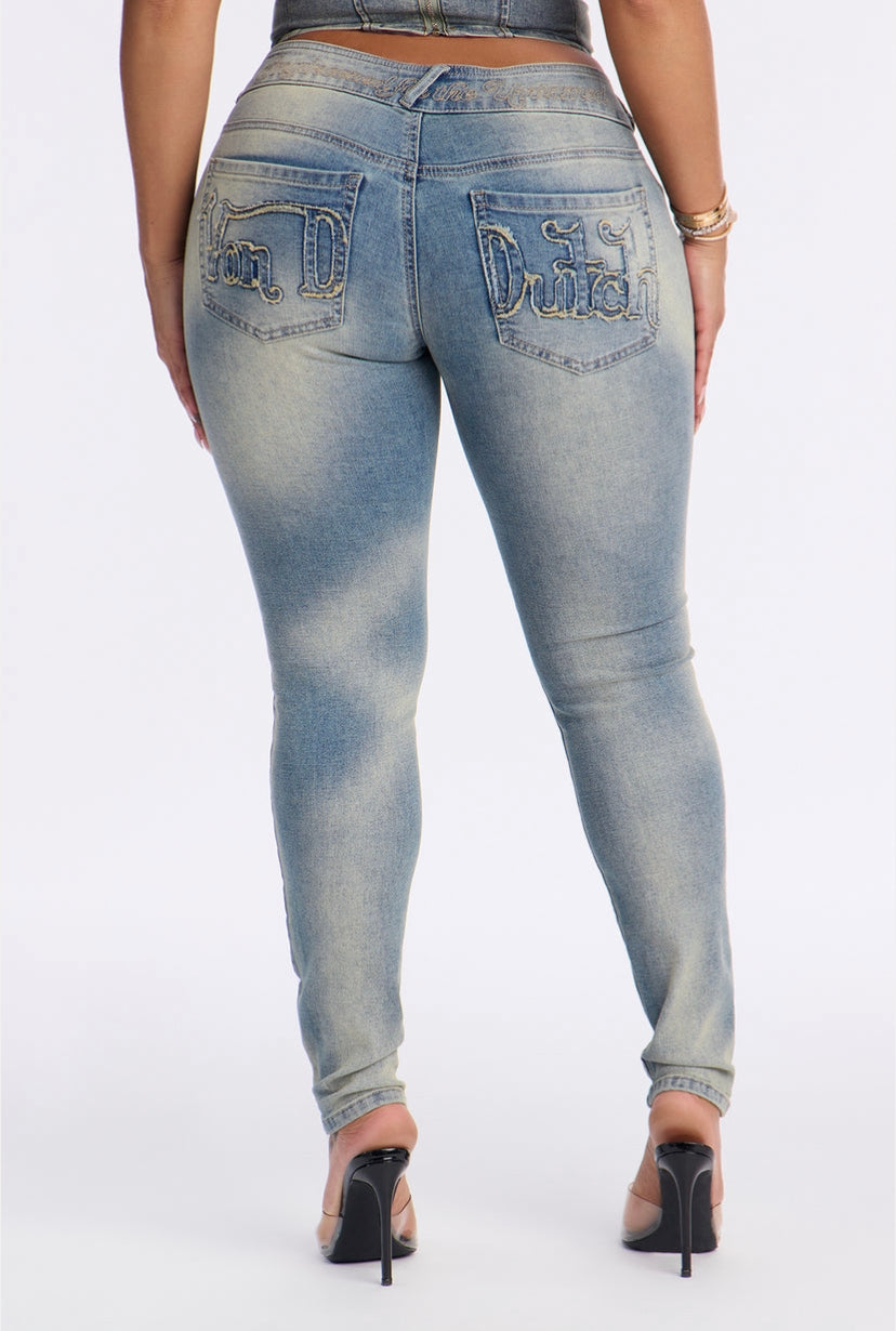 Von Dutch Low Rise Logo Skinny Jeans – OVERLYY TRIM'
